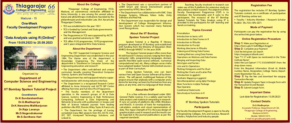 FDP On Data Analysis Using R Thiagarajar College Of Engineering FDP On Data Analysis Using R Thiagarajar College Of Engineering